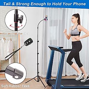 Tall Cell Phone Tripod, Phone Floor Video Tripod, Adjustable Gooseneck Phone Tripod with Carry Bag, 360 Swivel Head, Phone Clamp for iPhone16 /Pro/Pro Max/Plus/15/14/13/12/11, S22 S21