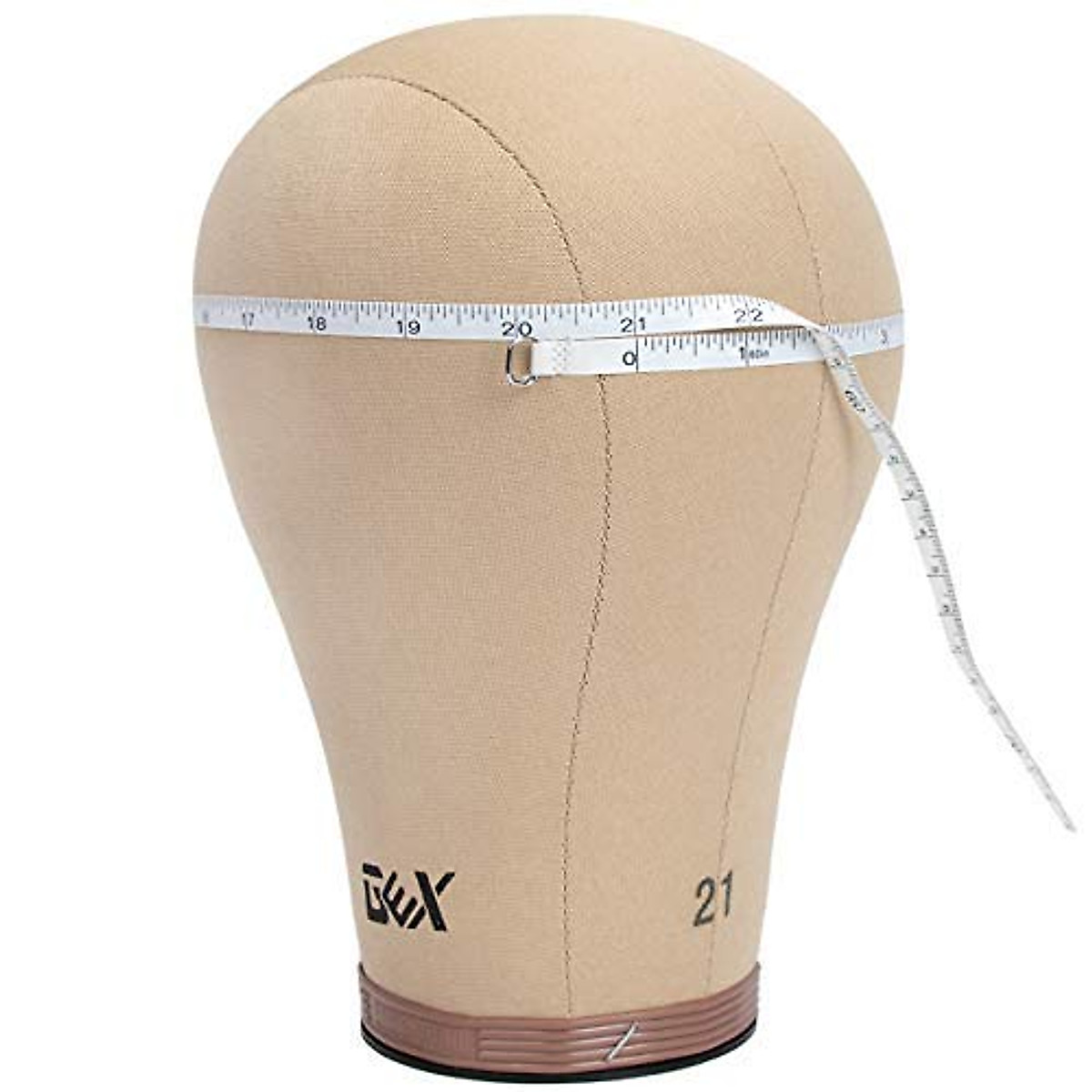 GEX 20"-24" Cork Canvas Block Head Mannequin Head Wig Display Styling Head With Mount Hole (Light Brown, 20")