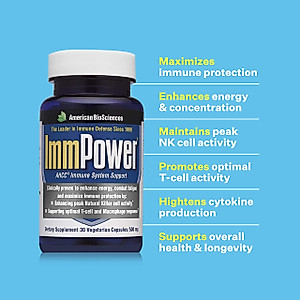 American BioSciences ImmPower AHCC Supplement 6-Pack, Enhanced Immune Support, Natural Killer Cell Activity and Cytokine Production, 30 Vegetarian Capsules, 500 milligrams per Capsule
