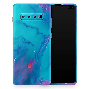 DesignSkinz Marbleized Ocean Blue Protective Vinyl Decal Wrap Skin Cover Compatible with The Samsung Galaxy S20 (Screen Trim & Back Glass Skin)