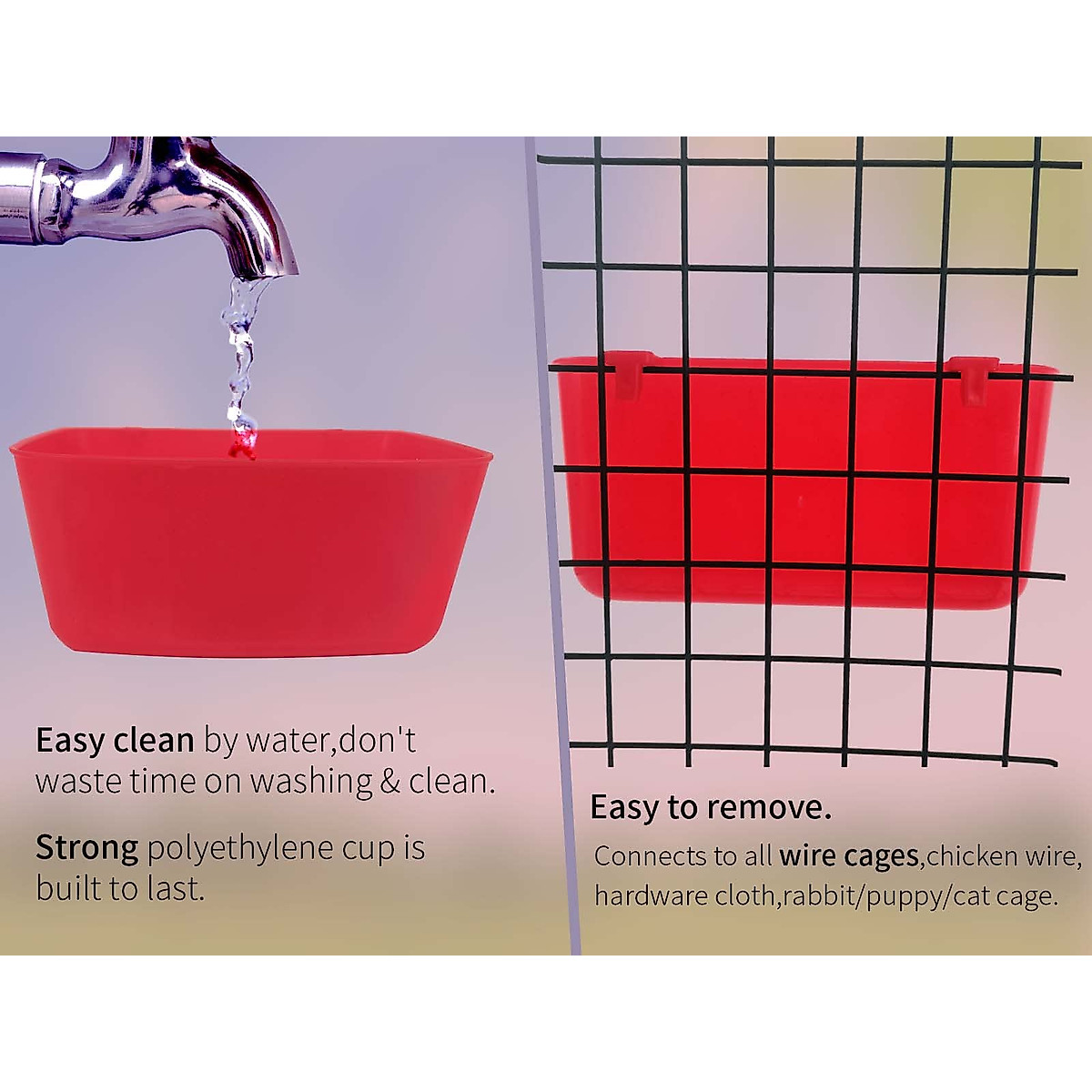 AMZSYLV 26 Pack Rabbit Feeder Waterer Chicken 21 oz Food Water Cage Cups Puppy Cat Hanging Feeding Dish Coop Bowl Watering Container Treats Drinker for Pigeon Bird Bath Basin Hamster Bed