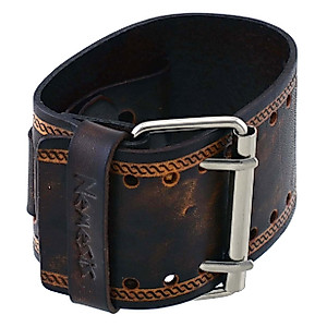 Nemesis #IN-BS 24mm Lug Width Wide Brown Leather Cuff Wrist Watch Band