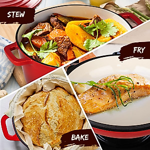 Overmont cast iron griddle + enamel cast iron dutch oven bundle