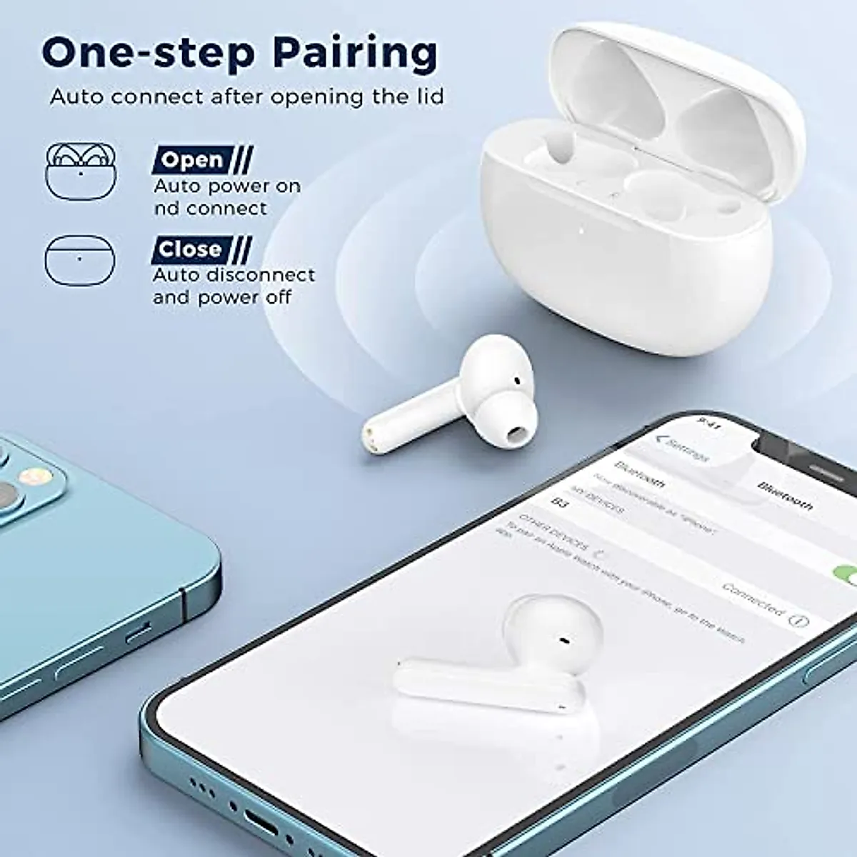Wireless Earbuds Air ProWireless Bluetooth 5.3 Headphones Noise Cancelling Fast Charging IPX7 Waterproof Ear Buds Stereo Earpods Sports in-Ear Earphones for iPhone/Android/Samsung Earbuds