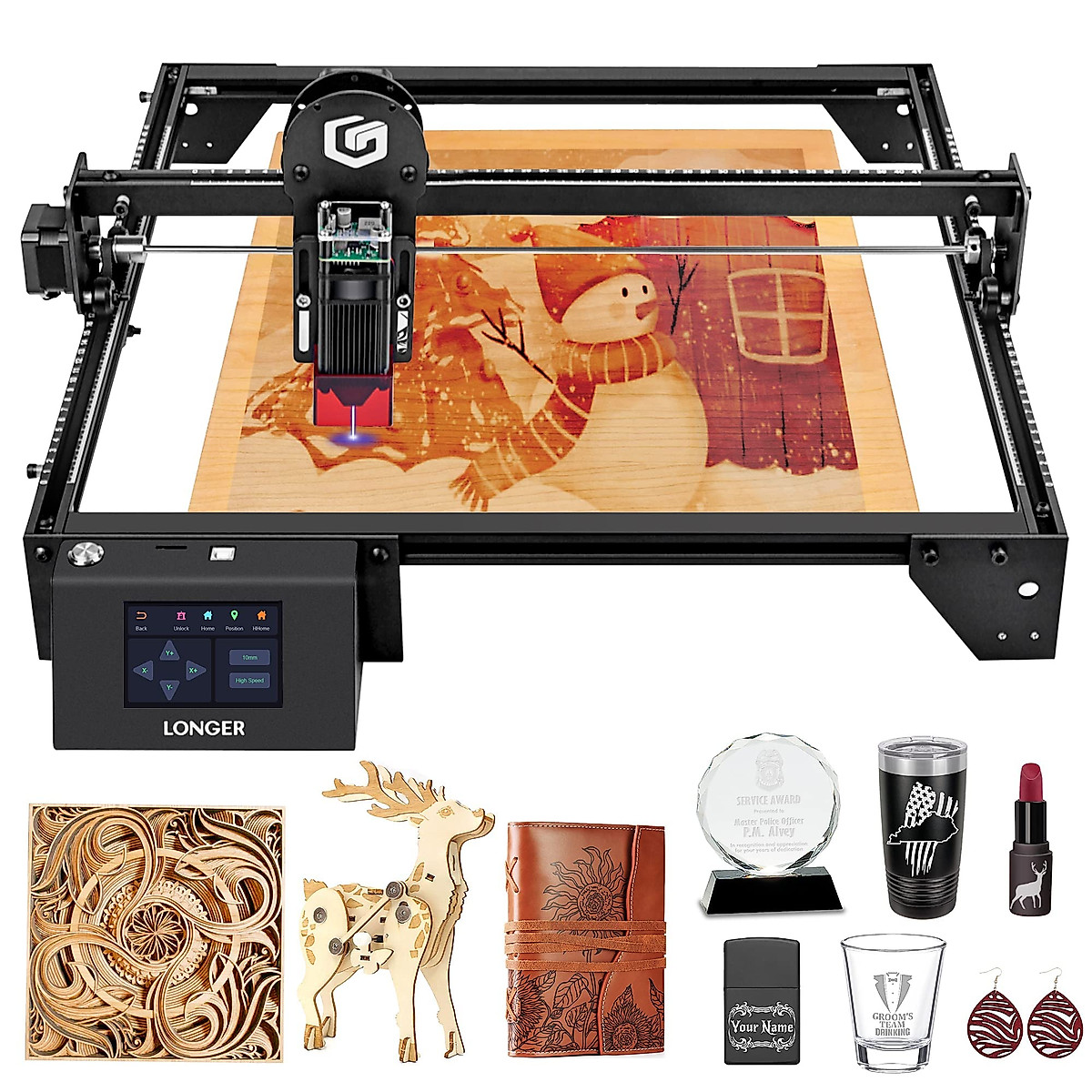 Official Longer RAY5 Laser Engraver, 5W Optical Output Power Laser cutter with 3.5" TouchScreen, 40W DIY Laser Engraving Machine, Laser Cutter and Engraver Machine for Wood and Metal, Acrylic, Leather
