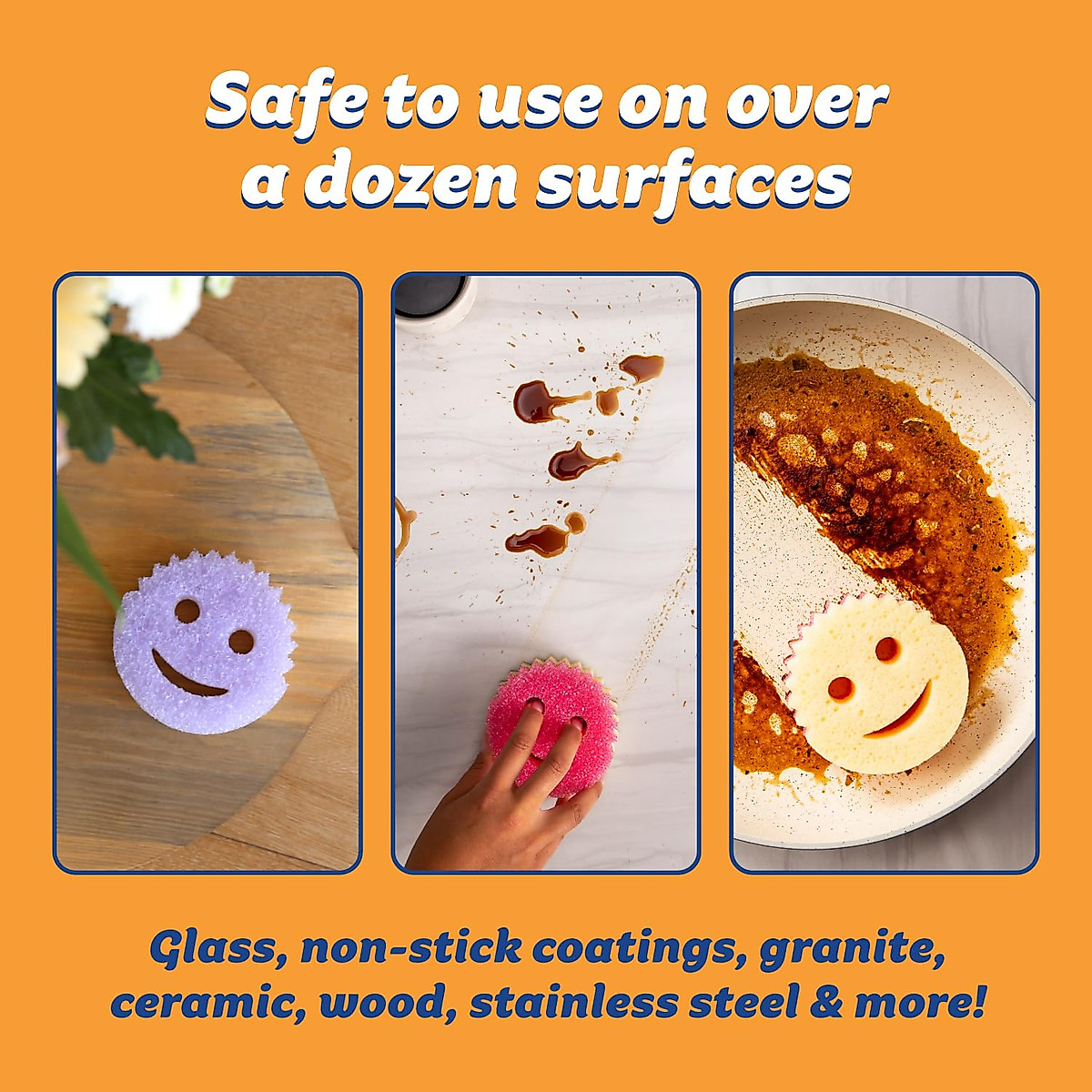 Scrub Daddy Scrub Mommy - Scratch-Free Multipurpose Dish Sponge - BPA Free & Made with Polymer Foam - Stain, Mold & Odor Resistant Kitchen Sponge (3 Count)