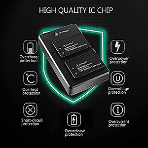 Artman LP-E17 Battery 2-Pack and USB Dual Charger Kit for Canon Eos RP R10 Rebel T8i T7i T6i T6s SL2 SL3 EOS M6 M5 M3 77D 200D 750D 760D, 800D 8000D KISS X8i DSLR Camera (Black)