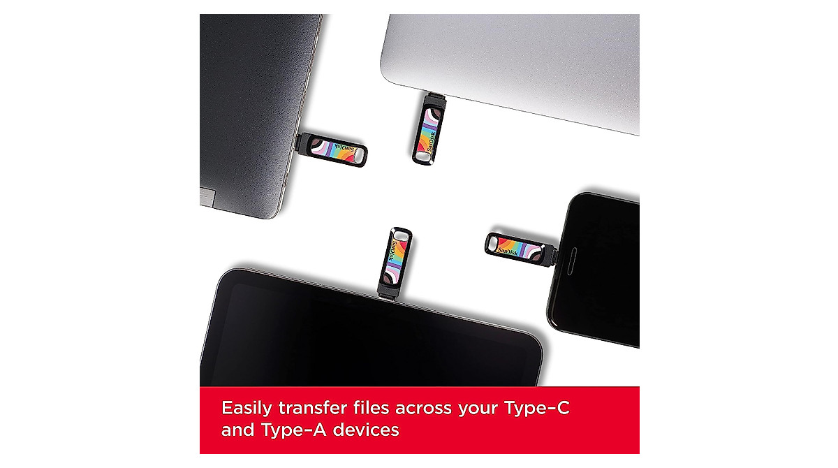 SanDisk 128GB Ultra Dual Drive Go Rainbow USB Type-C - Fast Data Transfer