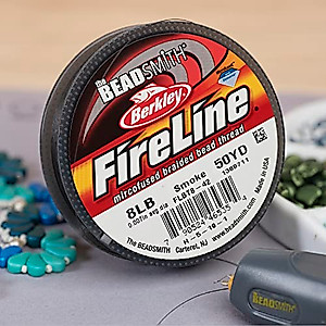 The Beadsmith Fireline by Berkley – Micro-Fused Braided Thread – 8lb. Test, 007”/.17mm Diameter, 50 Yard Spool, Smoke Grey – Super Strong Stringing Material for Jewelry Making and Bead Weaving