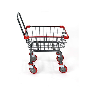 CHAMINUSA U HANDDLE Grocery & Laundry CART 1.5 Bushel (Gunpowder Metal) Red, Blue Trim (Red)