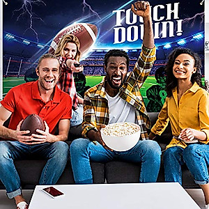 Football Party Decoration Supplies, Large Fabric Football Scene for Touch Football Down Party Supplies, Football Field Photo Booth Backdrop Banner Background Football Themed Supplies