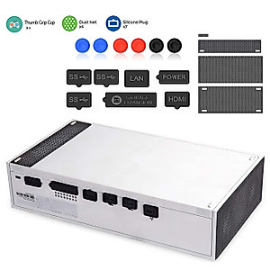 Dust Plugs for Xbox Series S, Accessories with 7 Silicone Dust Plugs and 4 PVC Meshs Set, 6 Thumb Grip Caps,USB HDMI LAN Power CD-Driver Interface Anti-dust Cover Dustproof Plug for Series S Console