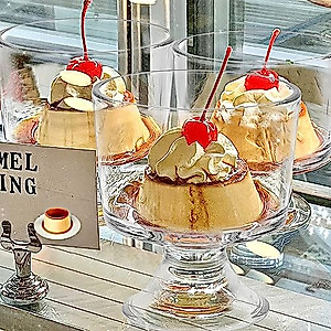 BSTKEY 6PCS Set 10 oz Glass Dessert Bowls/Cups, Cute Footed Dessert Bowls for Ice Cream Trifle Fruit Pudding Snack Salad Condiment Sundae Cocktail Drinks Party