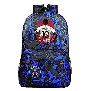 Waroost Football Stars Rucksack Mbappe Printed Canvas Bookbag-Lightweight Daypack Casual Knapsack for Outdoor,Travel