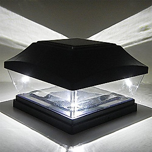 iGlow 1 Pack Black Outdoor Garden 6 x 6 Solar SMD LED Post Deck Cap Square Fence Light Landscape PVC Vinyl Wood Bronze