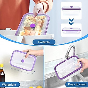 DERUI Collapsible Food Storage Containers, Premium Silicone, BPA Free,Microwave and Oven Safe Container with lids, For Travel, Camping or Baking 1200ml/40.6OZ(Purple,1Pack)