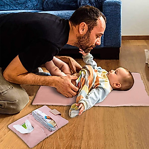 Portable Travel Baby Changing Pad, Soft Large Quilted Padded Foldable Wipeable Waterproof Changing Mats, for Infant Newborn & Toddlers Home Travel Outside (Dusty Pink)