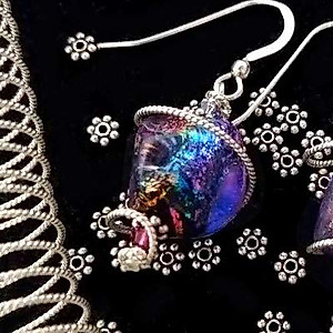 Body Candy Handcrafted 925 Silver Purple Dichroic Drop Dangle Earrings Created with Crystals