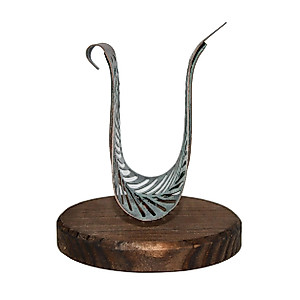 OwlGift Freestanding Modern Napkin Holder w/Golden Turquoise Metal Leaf & Brown Wooden Base Design, Tabletop Tissue Dispenser, Napkin Storage Organizer