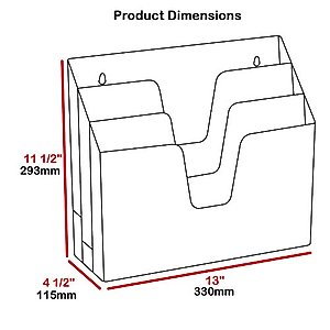 Acrimet Horizontal Triple File Folder Holder Organizer (Solid Red Color)