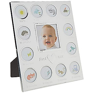Carter's Baby's First Year Animal Theme Silver Metal Month by Month Picture Frame, 9.75" L x 11.75" H