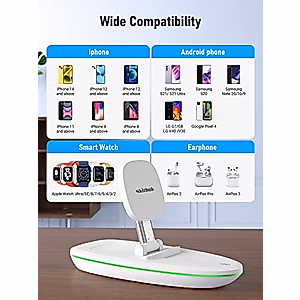 3-in-1 Magnetic Wireless Charging Station for Apple Devices - MagSafe Charger Stand for iPhone 14/13/12/11/SE/X/8, iWatch 8/7/6/SE/5/4/3/2, & AirPods 2/3/Pro - Compact, Durable & Efficient