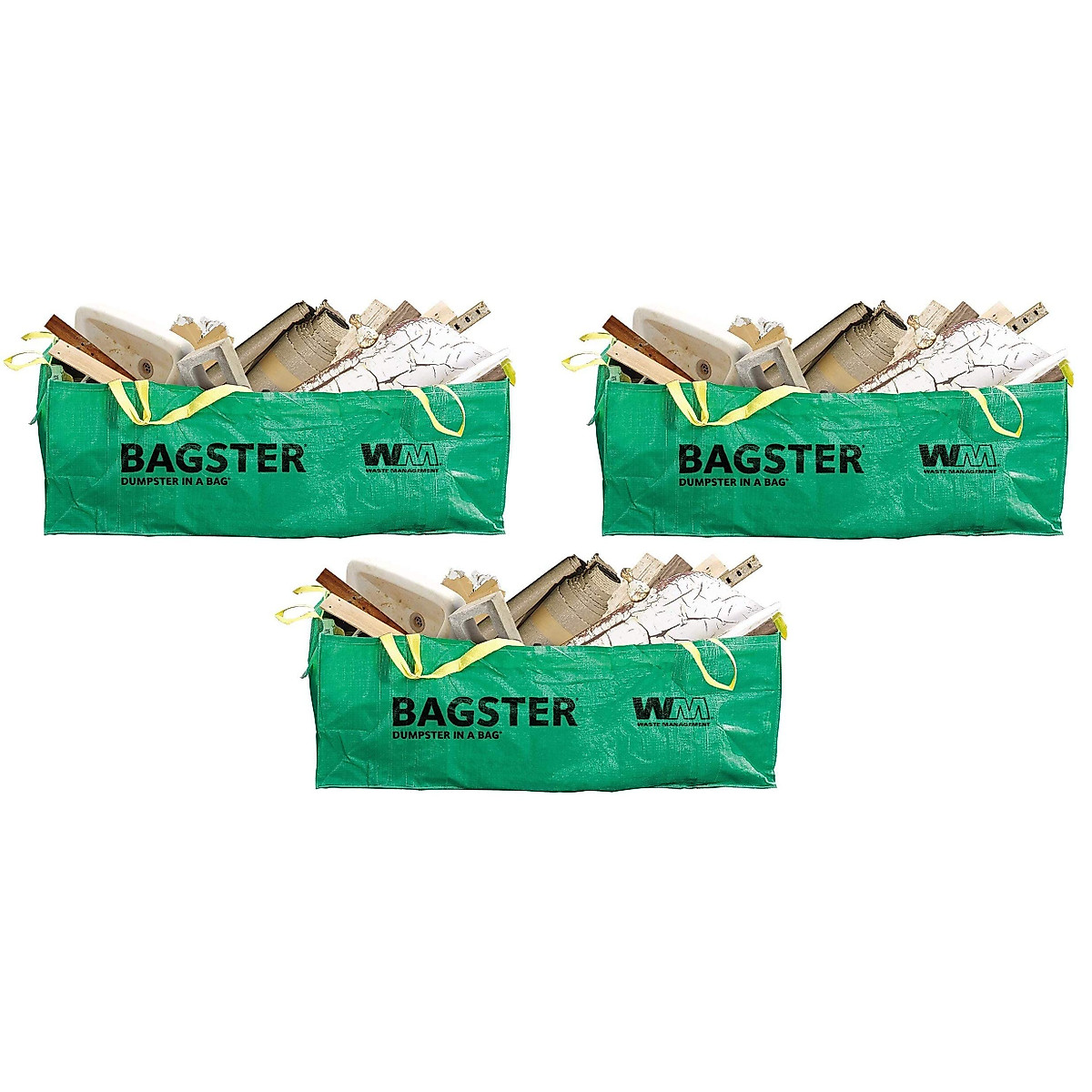 Bagster 3CUYD Dumpster in a Bag Holds up to 3,300 lb, 3 Bag, Green