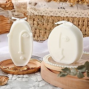 2 Pieces Art 3D Face Candle Human Face Shaped Candle Soy Wax Aesthetic Candle Abstract Scented Candle Poured Decorative Candle for Trendy Aesthetic Room Home Decor, White, 2 Styles