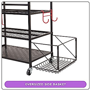 FLIORS Yoga Mat Holder, Weight Rack with Wheels, Metal Yoga Mat Rack, Home Gym Storage Rack for Yoga Room, Storage Room, Living Room, Garage Organization, Fitness Equipment Organization, Black