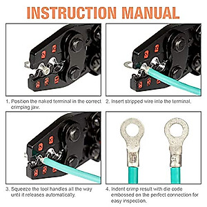 iCrimp Non Insulated Terminal Crimper, AWG 22-6 Ratchet Wire Crimper Tool for Battery Cable Terminal, Copper Butt Connector, Splice Wire Connectors