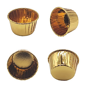 Mombake Aluminum Foil Standard Muffin Cupcake Liners, Disposable Baking Cups with Vibrant Color for Party Celebration, Gold 50-Count