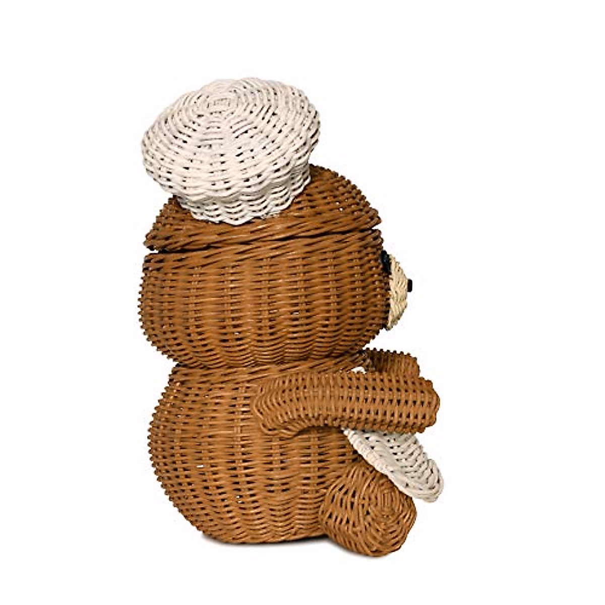 G6 COLLECTION Bear Rattan Storage Basket With Lid Decorative Bin Home Decor Hand Woven Shelf Organizer Cute Handmade Handcrafted Gift Art Decoration Artwork Wicker Bear (Chef Bear)