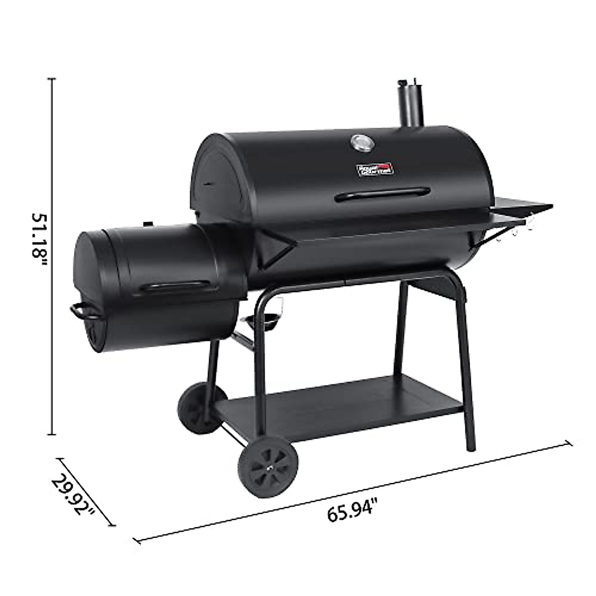 Royal Gourmet CC2036F Charcoal Grill with Offset Smoker Burch BBQ Barrel Grill and Smoker Combo, 1200 Square Inches for Large Event Gathering Patio and Backyard Cooking, Black
