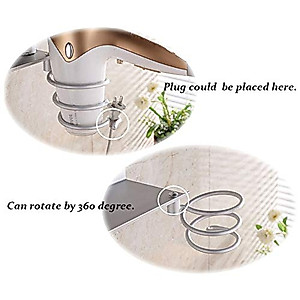 Lmeison Wall Mounted Hair Dryer, Bathroom Hair Care & Styling Tool Organizer Storage Basket, Aluminum Hanging Rack Organizer with 2 Cups for Flat Iron, Curling Wand, Hair Straighteners, Brushes