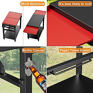 BBQ Future Outdoor Folding Grill-Cart - Upgraded Portable Pizza Oven Cart fit Tabletop Blackstone Griddle Stand & Ninja Grill Stand with Wheels, BBQ Griddle Cart for Outside Camping