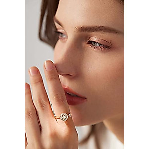 Fonsalette Fidget Ring Birthstone Rings for Women Thumb Rings Fidget Ring Women Rose Gold Ring Spinner Ring Anxiety Ring for Women Cubic Zirconia Ring