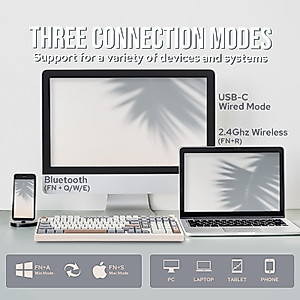 EPOMAKER Galaxy100 QMK/VIA Wireless Gaming Keyboard, Aluminum Shell, Bluetooth/2.4Ghz/USB-C, Pre-Lubed Hot-Swappable Linear Switches, NKRO, RGB Backlit (Creamy White, Marble White Switch)