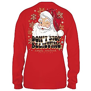 Simply Southern Don't Stop Believing Women's Long Sleeve T-Shirt (X-Large) Red