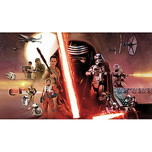 RoomMates JL1369M Star Wars The Force Awakens Ep VII Water Activated Removable Wall Mural-10.5 6 ft, 10.5' W x 6' H, Red