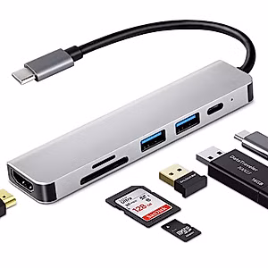 UrbanX USB C Hub 6 in 1 Dongle USB-C to HDMI Multiport Adapter with 4K HDMI Output 3 USB 3.0 Ports SD/TF Card Reader Compatible for Huawei Mate 20 and Many More Type C Devices