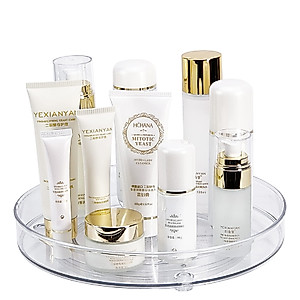 SCYMJN 4 Pack Lazy Susan Turntable Organizer for Cabinet 10.6inch Pantry Organization and Storage Clear Bathroom Refrigerator Spice Kitchen Acrylic Tray Fridge Spining Countertop Makeup Table Holder