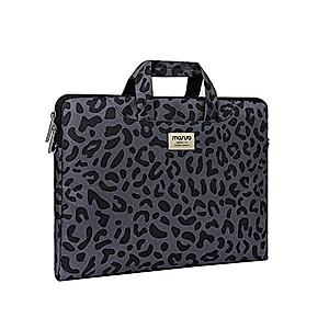 MOSISO Laptop Shoulder Bag Compatible with MacBook Air/Pro,13-13.3 inch Notebook,Compatible with MacBook Pro 14 inch M3 M2 M1 Pro Max 2023-2021, Leopard Grain Briefcase Sleeve with Belt