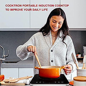 COOKTRON Portable Induction Cooktop 1800W, 10 Temperature 9 Settings Induction Countertop Single Burner with 4H Timer, Sensor Touch Induction Cooker with Kids Safety Lock, black (AAMUS-CT-FS-IC312)