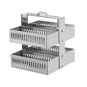 iplusmile Microscope Slides Rack 30 Positions, Stainless Steel Microscope Slide Holder - Research Staining Specimen Experiment Experiments Storage Stand for Lab