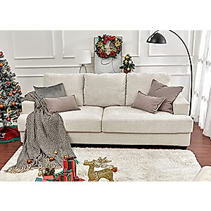 AMERLIFE 97" Sofa, Deep Seat Sofa-Contemporary Chenille Sofa Couch, 3 Seater Sofa for Living Room-Oversized Sofa, Beige Comfy Sofa