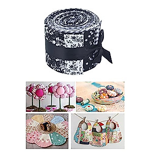 Newmind 20Pack 2.4 inch Jelly Roll Floral Quilt Strips Patchwork Sewing Supplies for DIY Clothes - Black