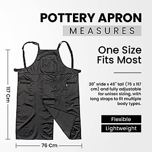 K-Rae Evolution Stay Dry Craft and Pottery Apron Split Leg, Full Coverage with Towel Loops, Water Proof Apron for Men & Women, Adjustable Split Leg Black Apron, Dirt, Oil and Chemical Resistant