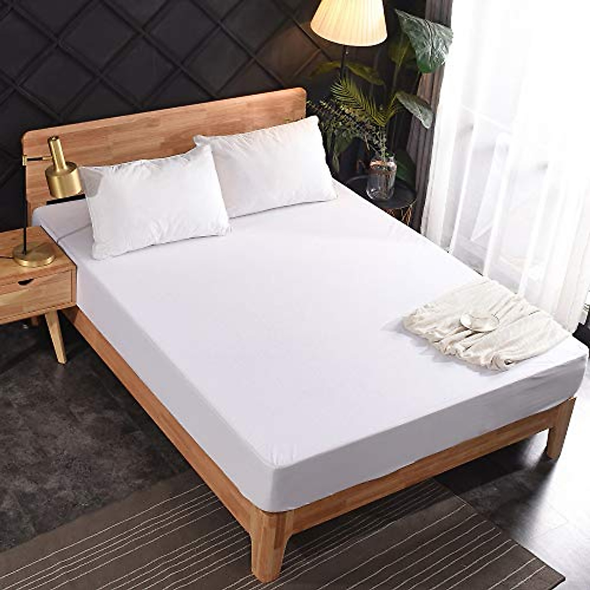 Fitted Crib Sheets Waterproof White Crib Toddler Mattress Protector Cover for Kids Baby Breathable Washable Bed Fitted Sheets Soft 8" Deep (Crib 28"x52")