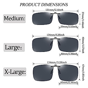 FF FRAZALA Polarized Clip On Sunglasses Rimless Non-flip Design UV Protection Sunglasses for Prescription Glasses (Black,Medium)