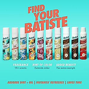 Batiste Dry Shampoo, Bare Fragrance, Refresh Hair and Absorb Oil Between Washes, Waterless Shampoo for Added Hair Texture and Body, Dry Shampoo Bottle 6.35 Oz(Pack of 1)